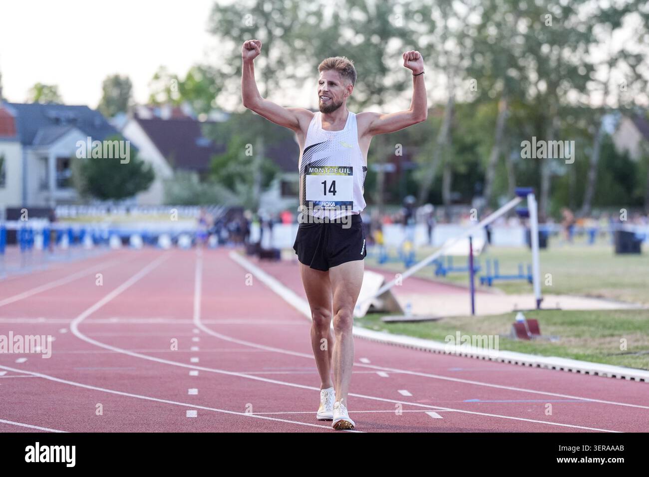 Jimmy GRESSIER of France competes int the Men 3000m event during the ...