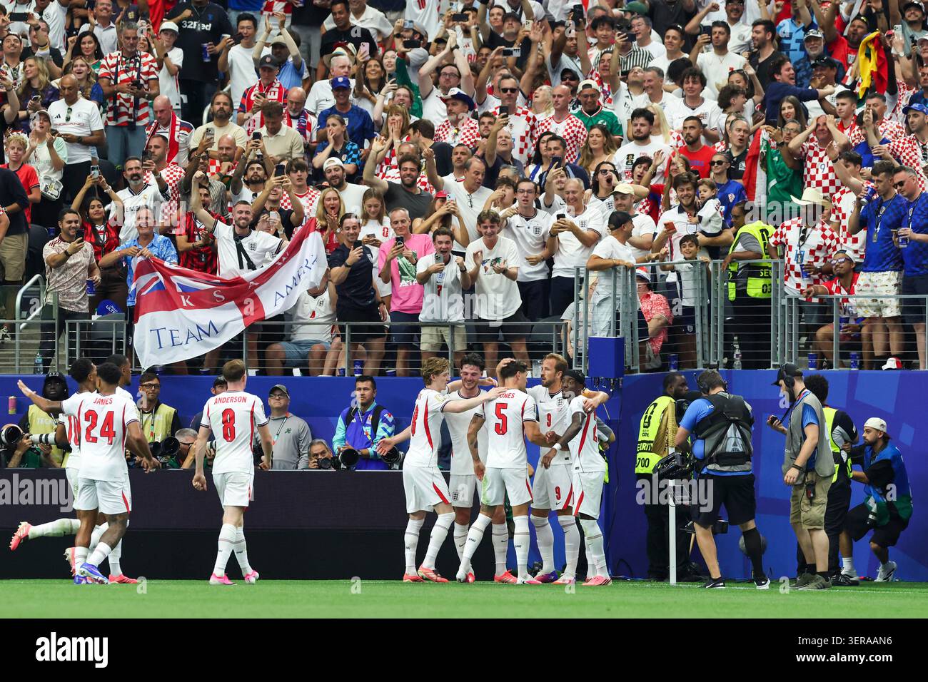 England forward Harry Kane (9) scores a GOAL 2-1 celebrates during the ...