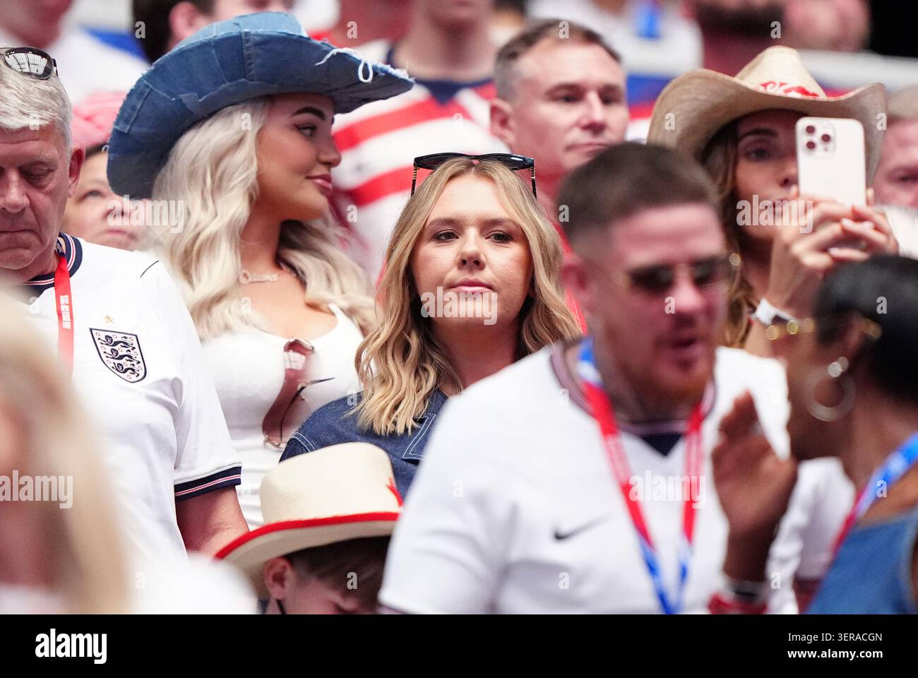 Kate Kane, wife of Harry Kane watches from the stands during the FIFA ...