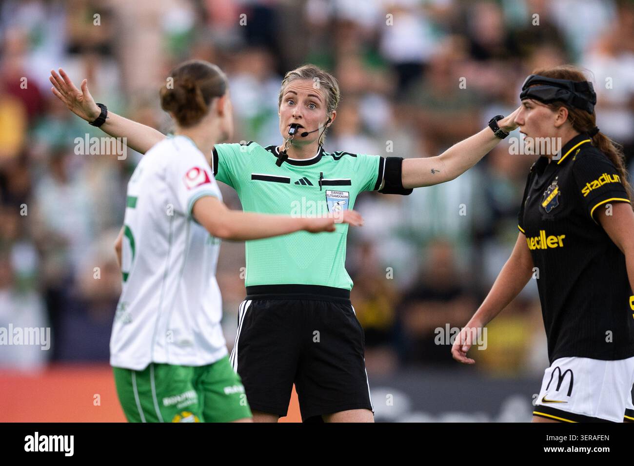 STOCKHOLM, SWEDEN - JUNE 17: Referee Eva Svärdsudd during the OBOS ...