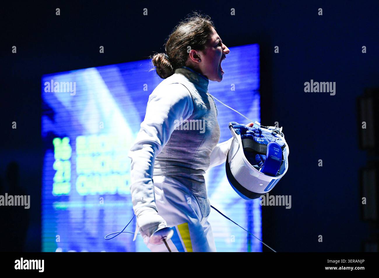 Olga SOPIT of Ukraine celebrates during 2026 European Fencing ...