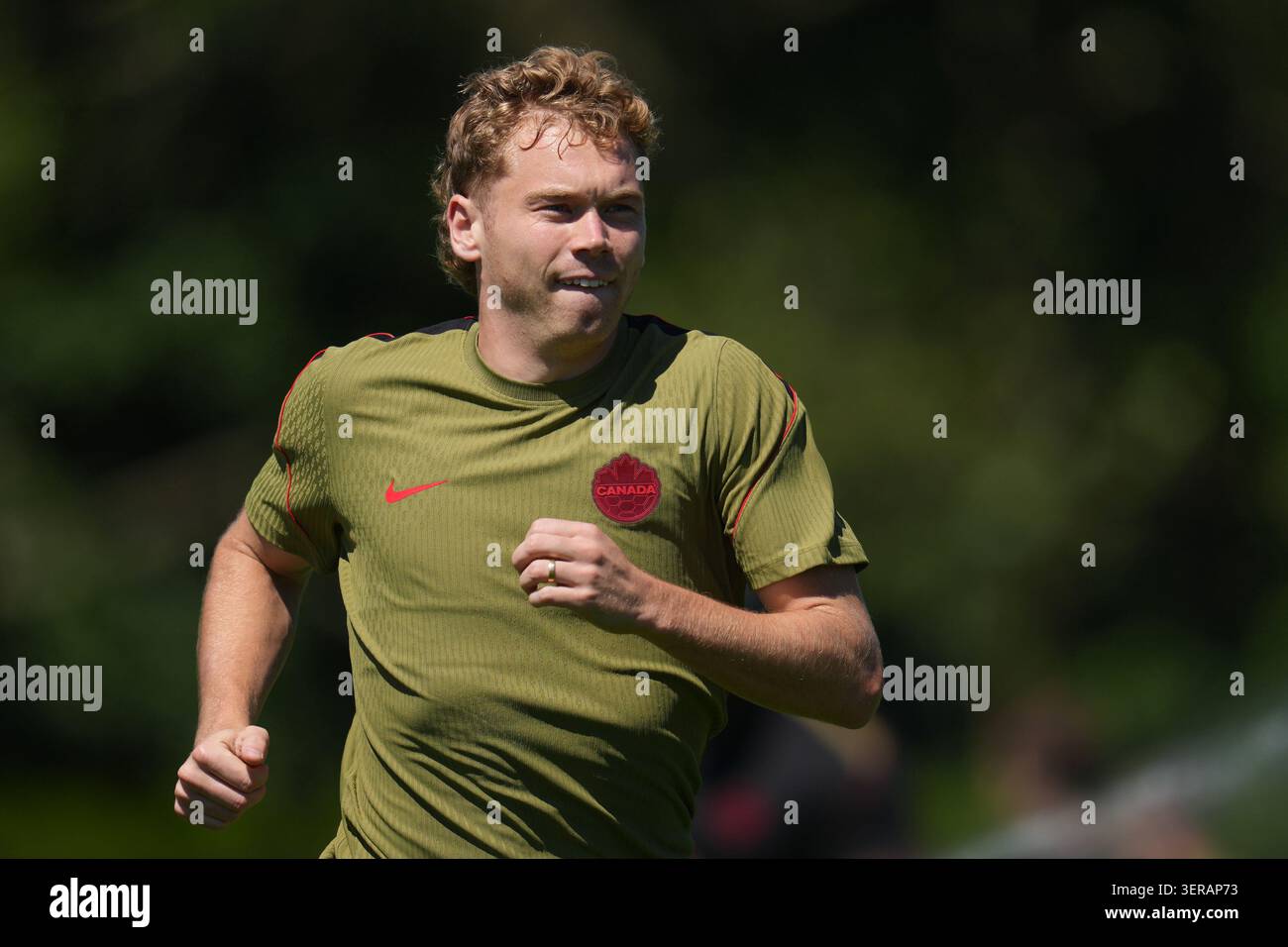 Canada's Jacob Shaffelburg works out during a training session on the ...