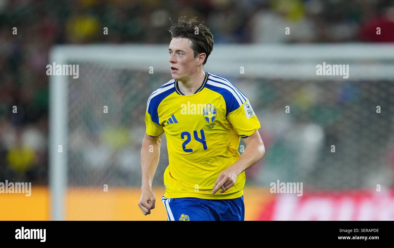 Sweden's Elliot Stroud (24) during the World Cup Group F soccer match ...