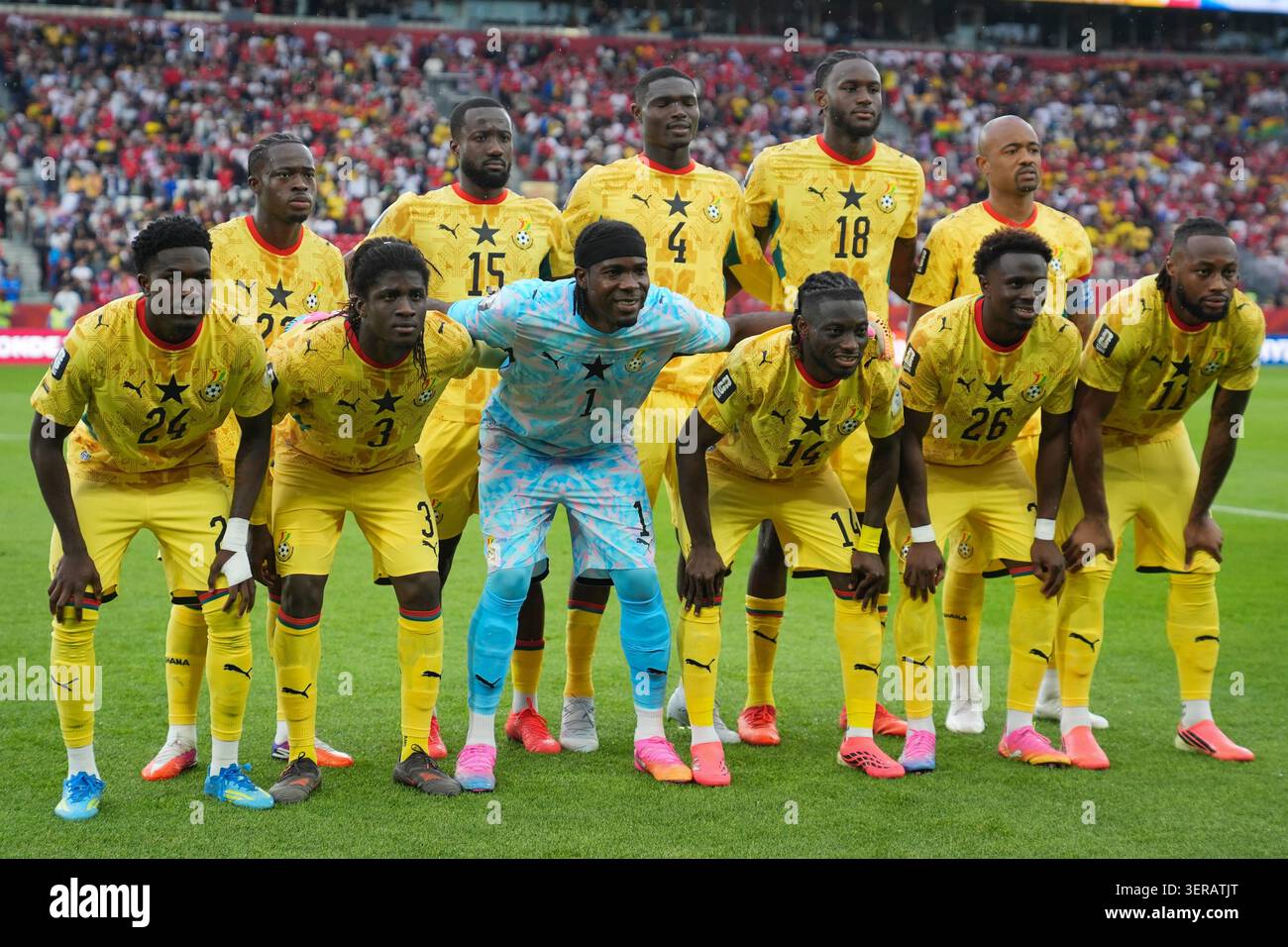 Ghana's players pose before a World Cup Group L soccer match against ...