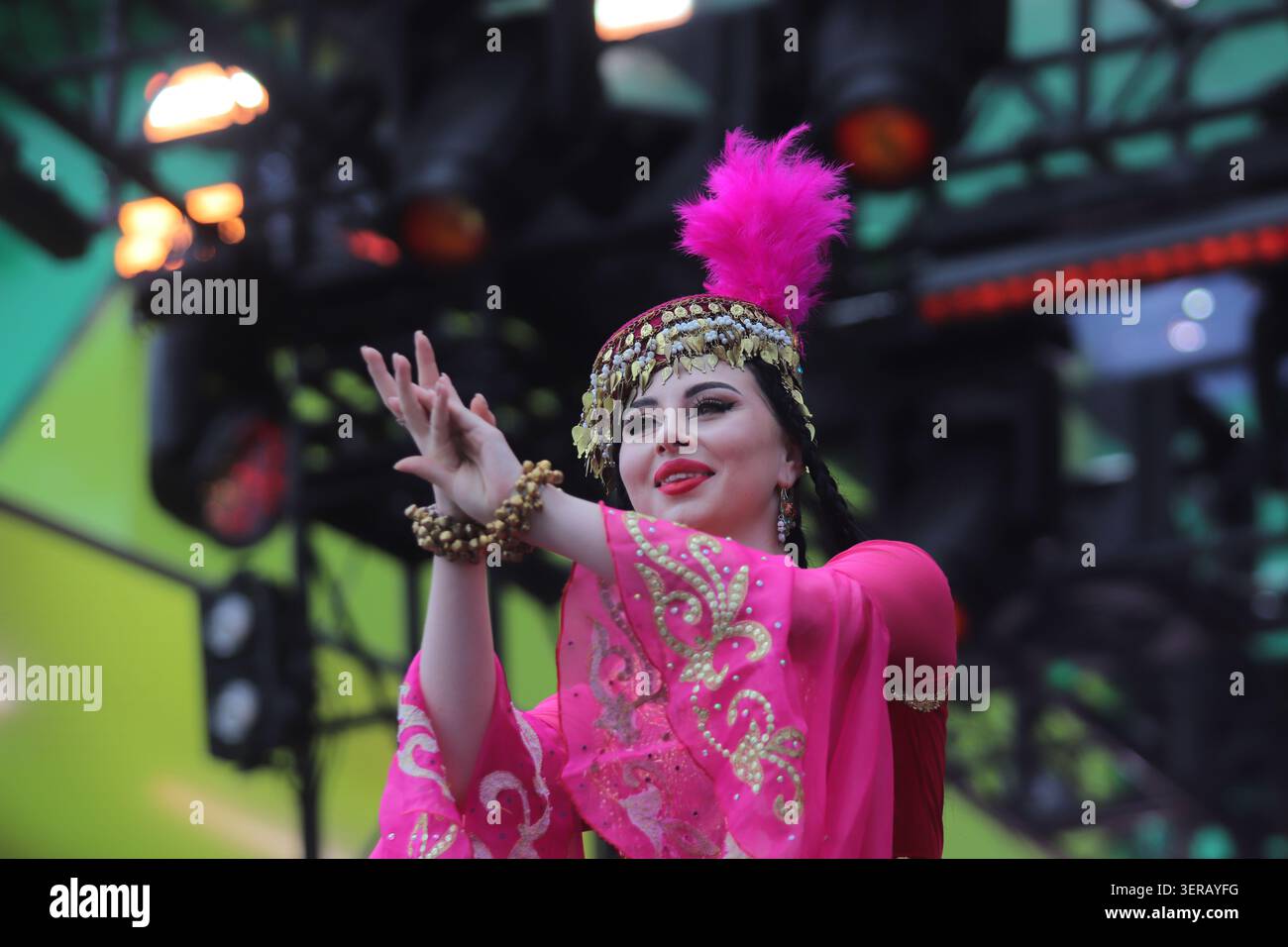 A Uzbekistan dancer performs during the Mexico FIFA Fan Fest in main ...