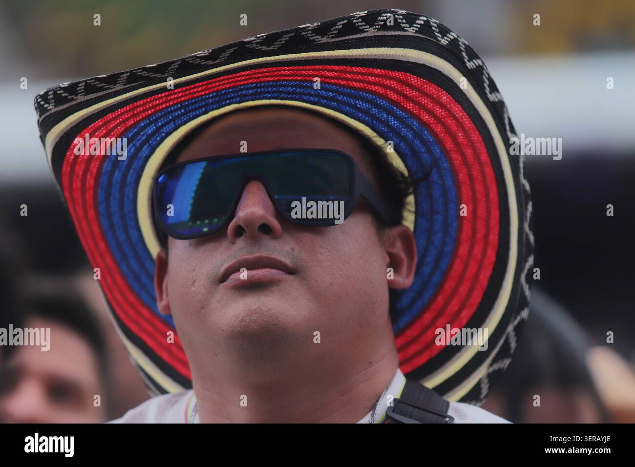 A Fan of Colombia nation team watching the FIFA World Cup 1st round ...