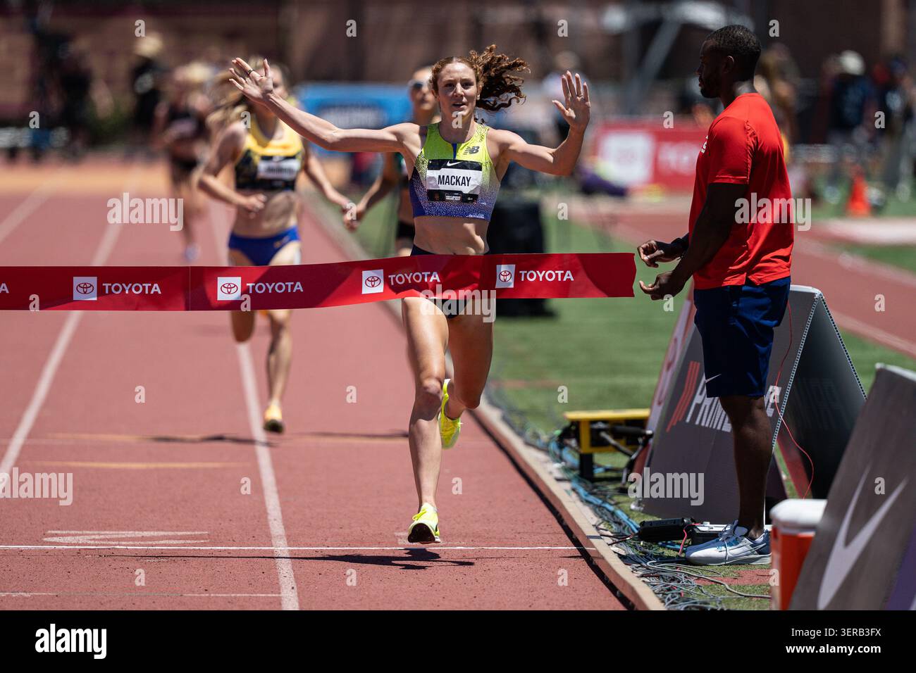 Emily Mackay (USA) wins the Women’s 1500m in 3:59.26 during the USATF ...