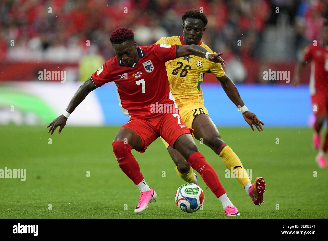 Panama's Jose Luis Rodriguez, left, and Ghana's Marvin Senaya vie for ...