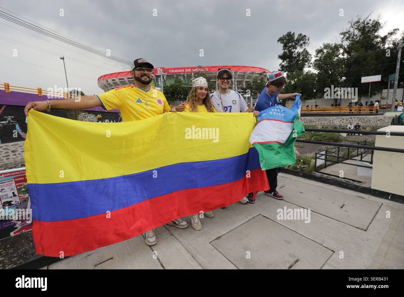 Colombia national team fans attend the Mexico City Stadium to support ...