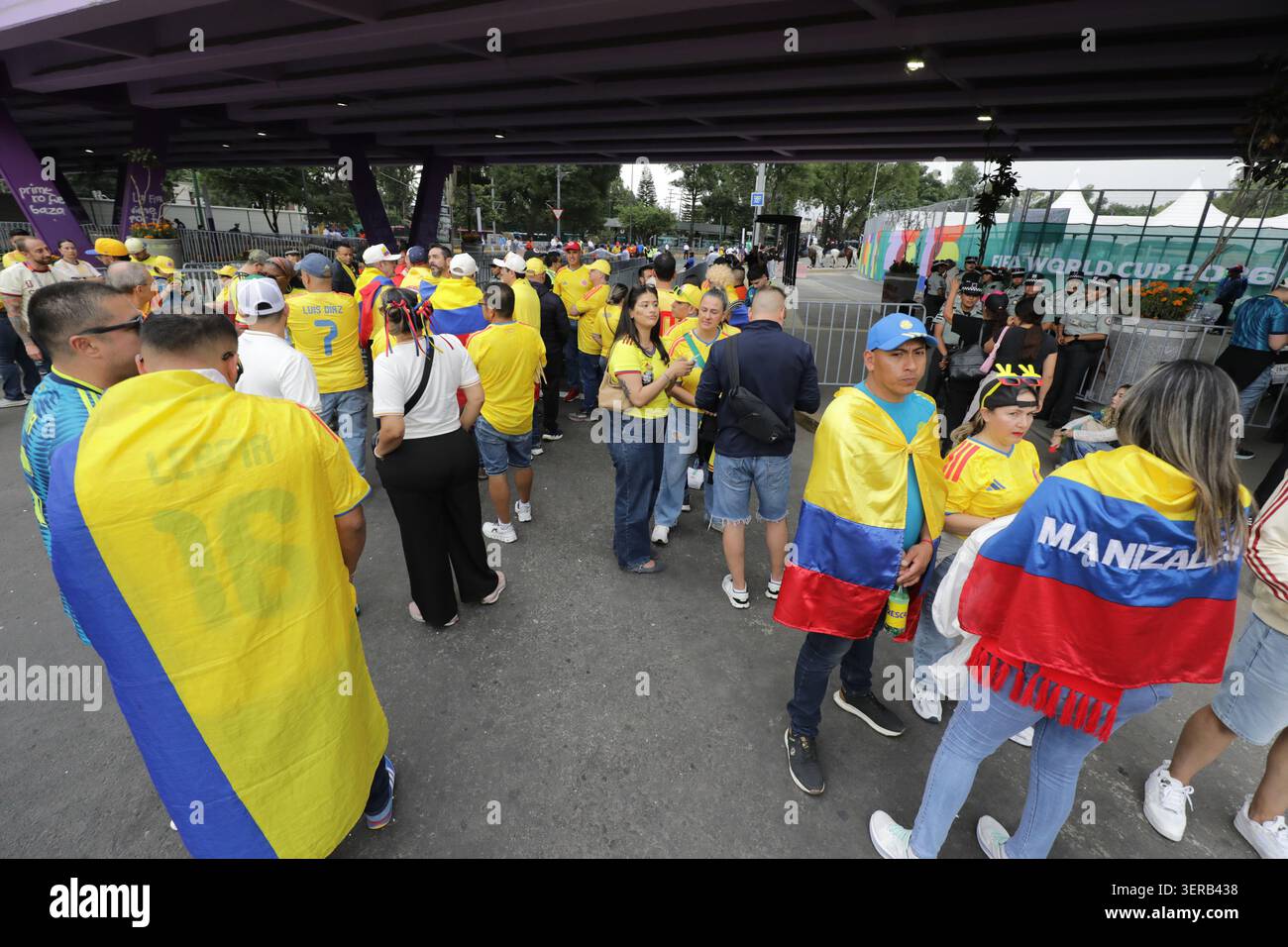 Colombia national team fans attend the Mexico City Stadium to support ...