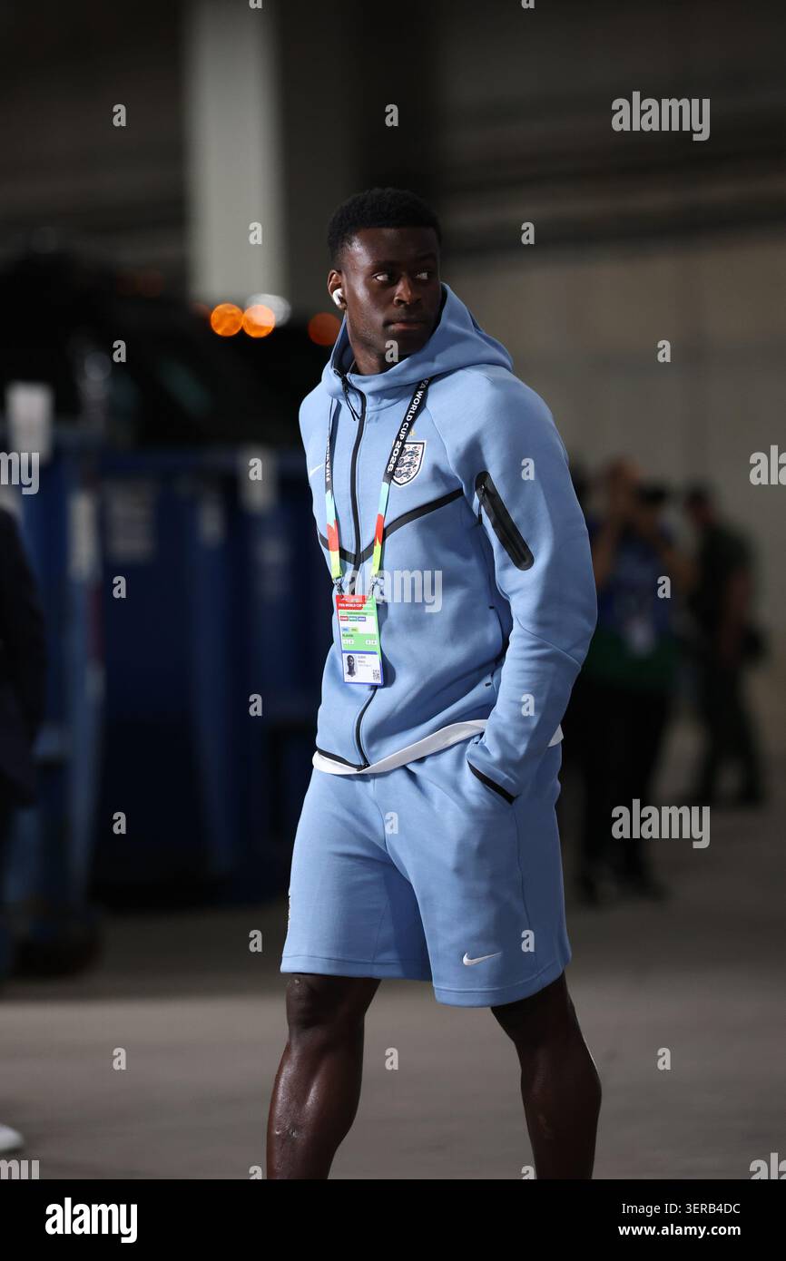 England's Marc Guehi arrives before the FIFA World Cup Group L match ...