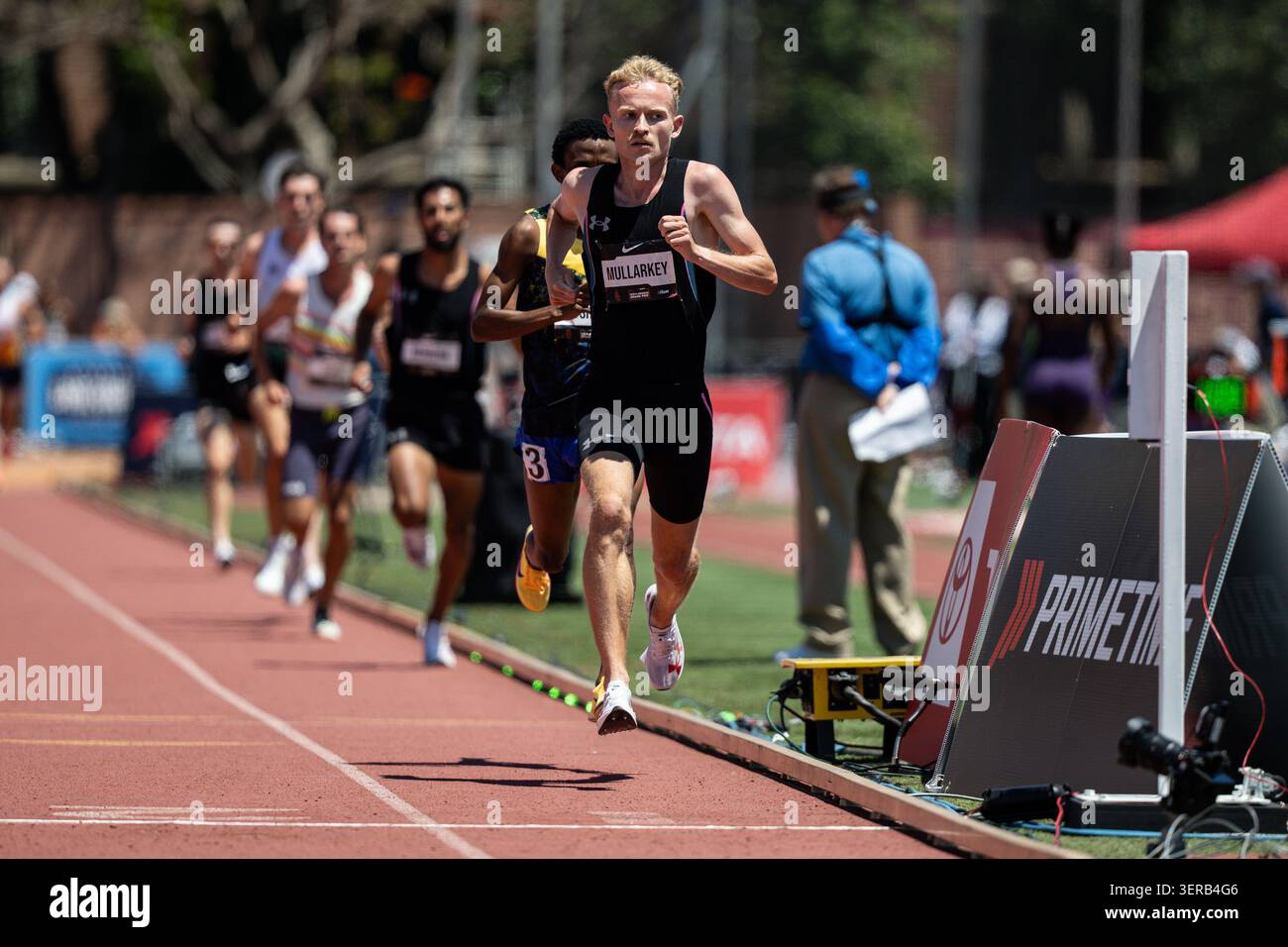 David Mullarkey (GBR) finishes fourth in 7:38.58 during the USATF Los ...