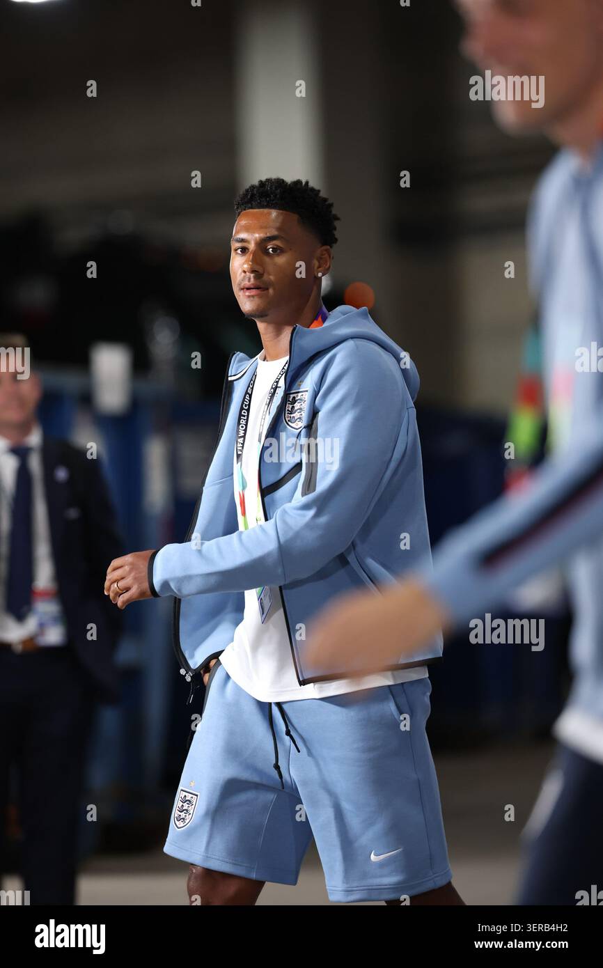 England's Jude Bellingham arrives before the FIFA World Cup Group L ...