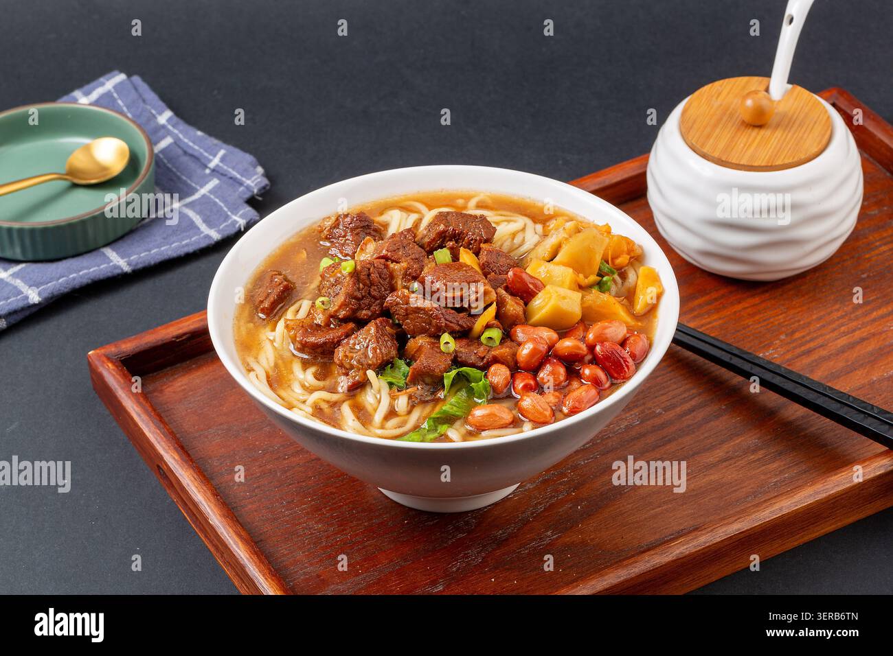 Signature Chinese Braised Beef Noodles with Peanuts and Pickles. Hearty ...