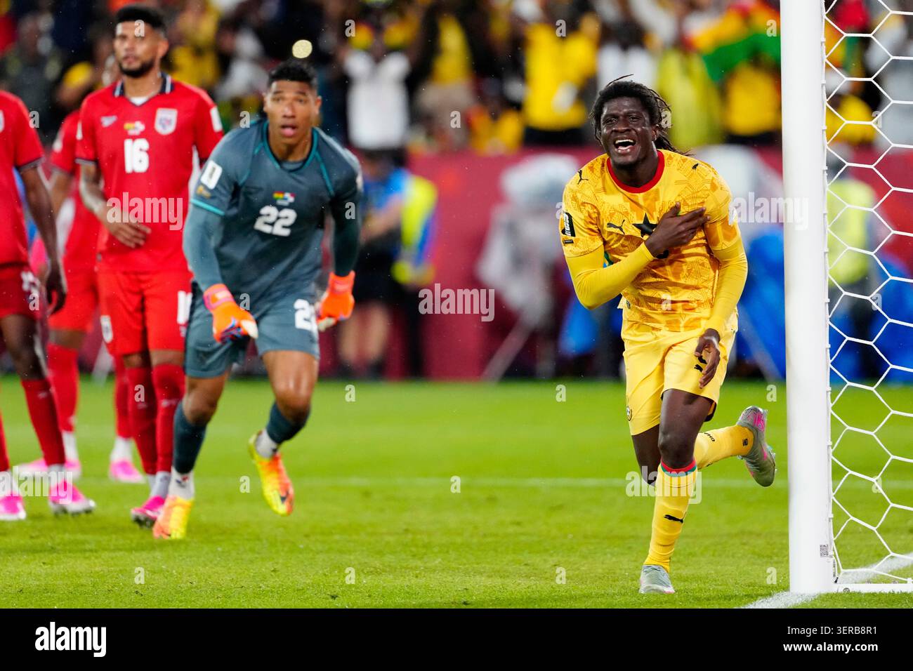 Ghana's Caleb Yirenkyi (3) celebrates scoring the opening goal during ...