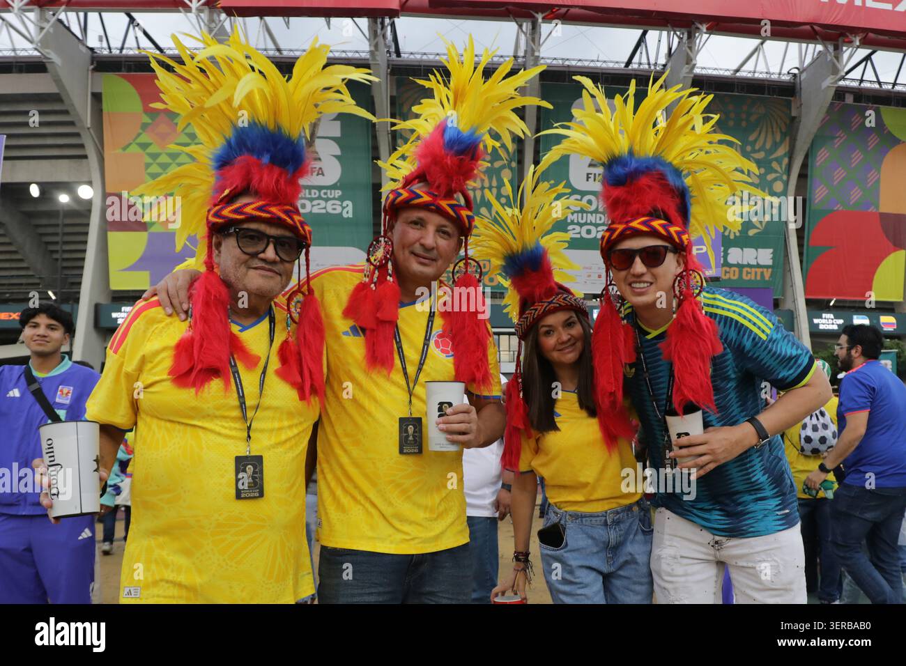 Colombia national team fans attend the Mexico City Stadium to support ...