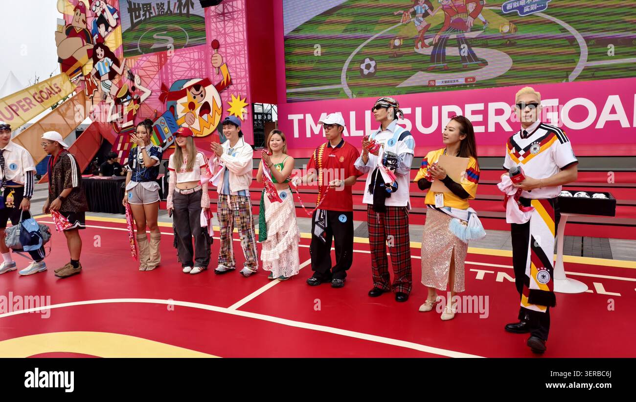 Models showcase creative football-inspired outfits during the 'Apres ...