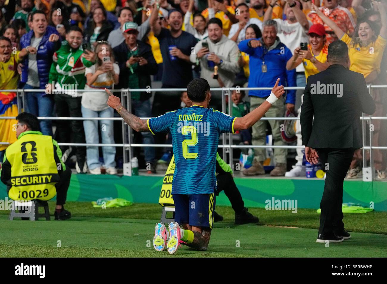 Colombia's Daniel Munoz celebrates after scoring his team's first goal ...