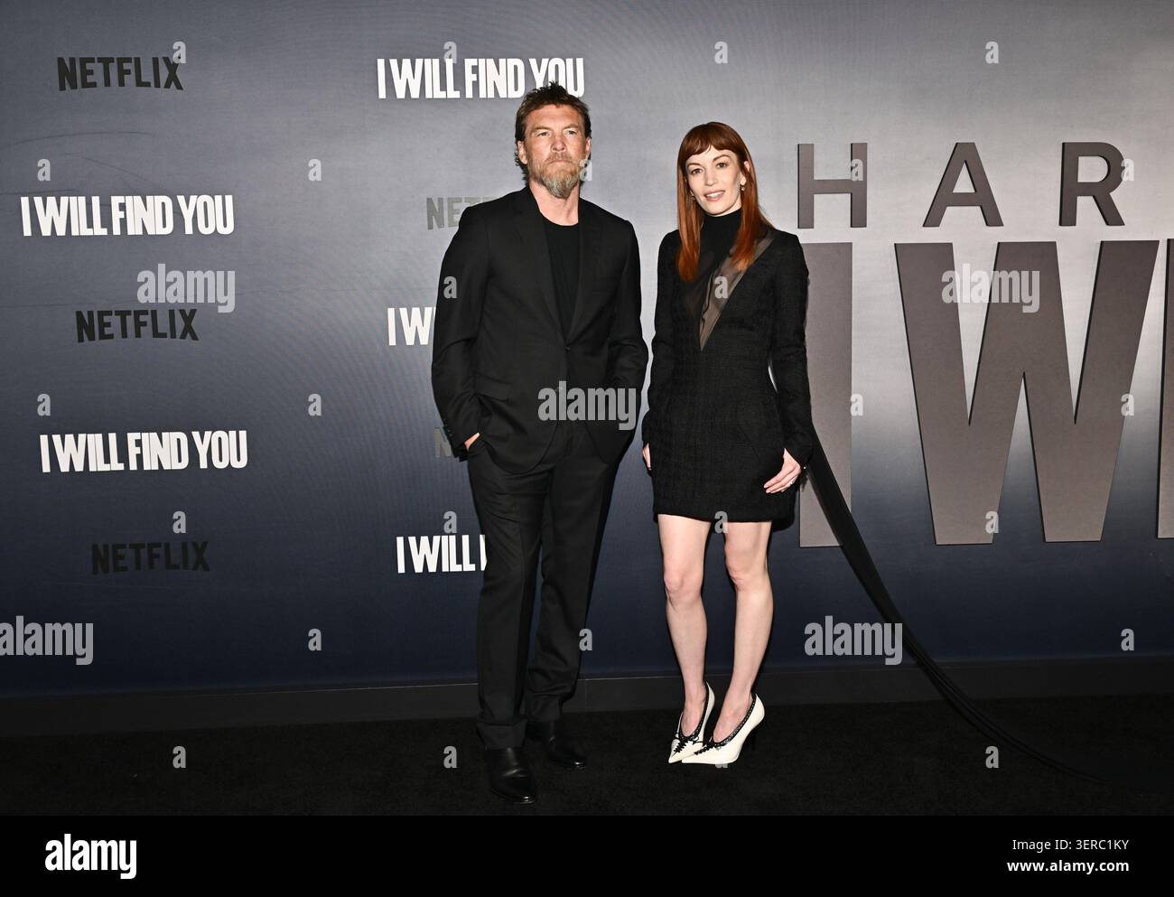 Sam Worthington, left, and Britt Lower attend the Netflix series ...