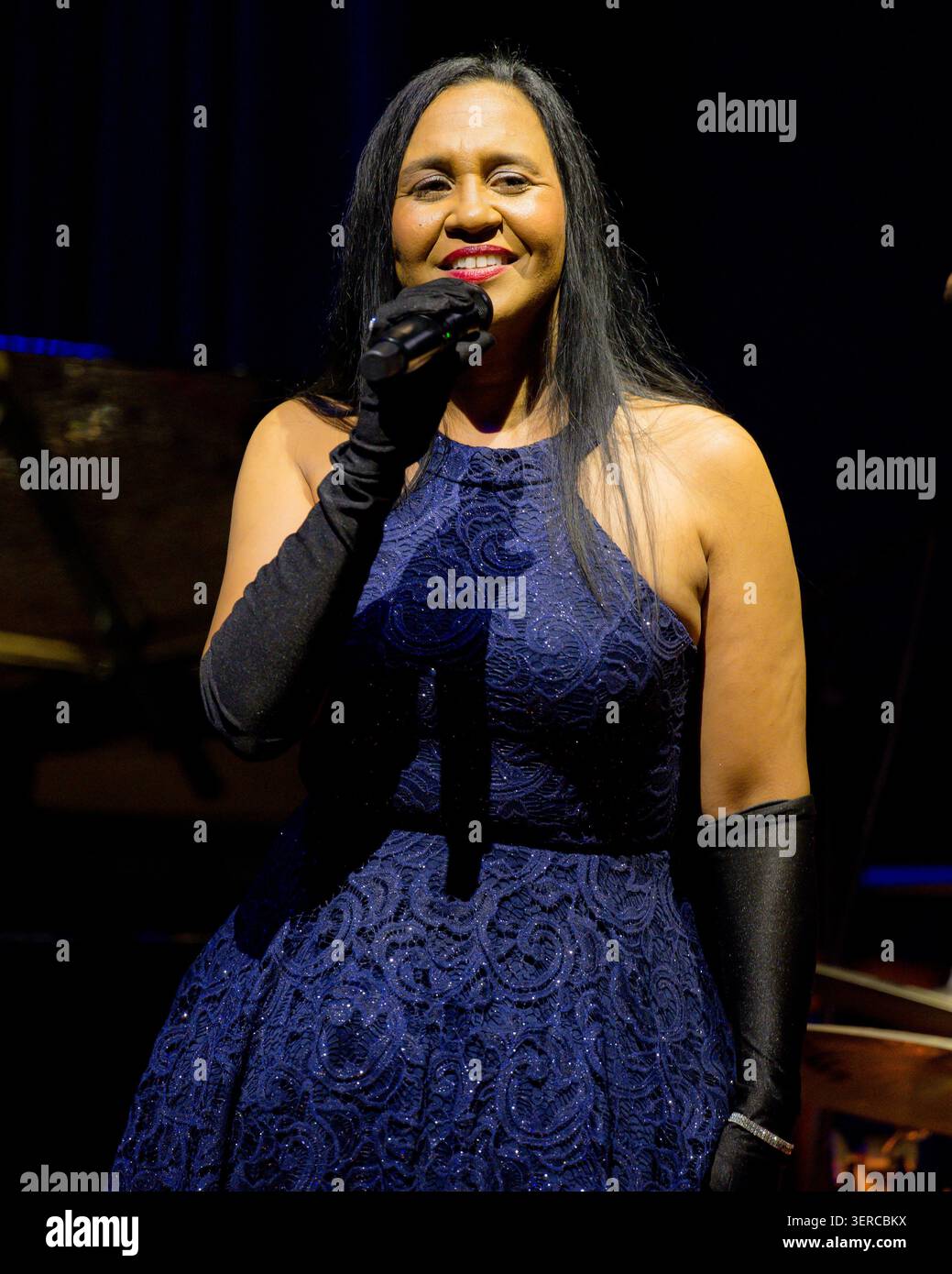 Jazz artist Trisha Jones performs onstage at Doc’s Jazz Club in Houston ...