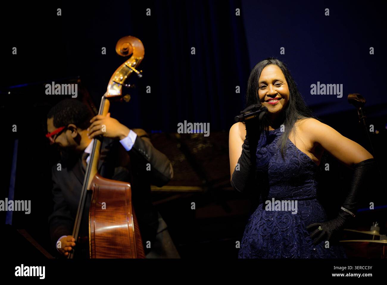 Jazz artist Trisha Jones performs onstage at Doc’s Jazz Club in Houston ...