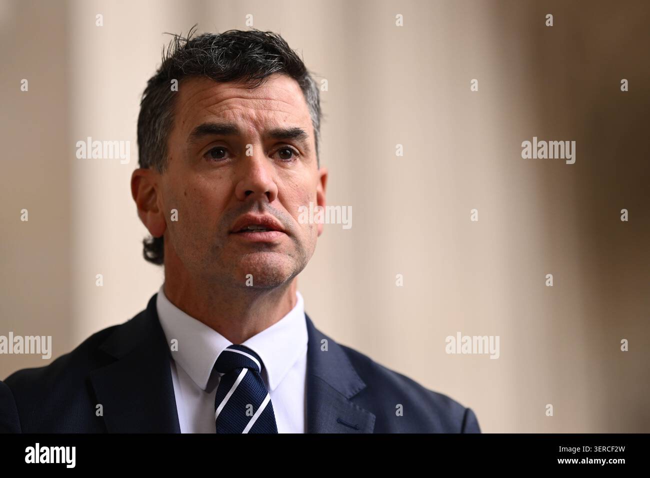 Victorian Shadow Minister for Police and Corrections Brad Battin speaks ...