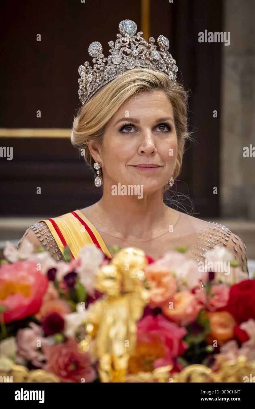AMSTERDAM - Queen Maxima during the state banquet at the Royal Palace ...