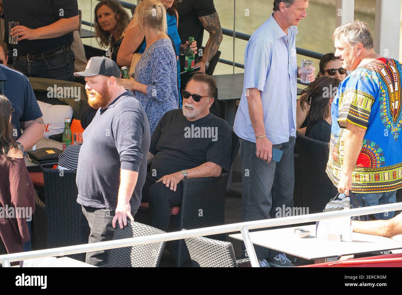 Arnold Schwarzenegger takes a “Boat Trip City Cruise” on the Danube ...