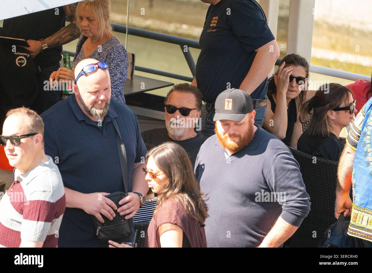 Arnold Schwarzenegger takes a “Boat Trip City Cruise” on the Danube ...