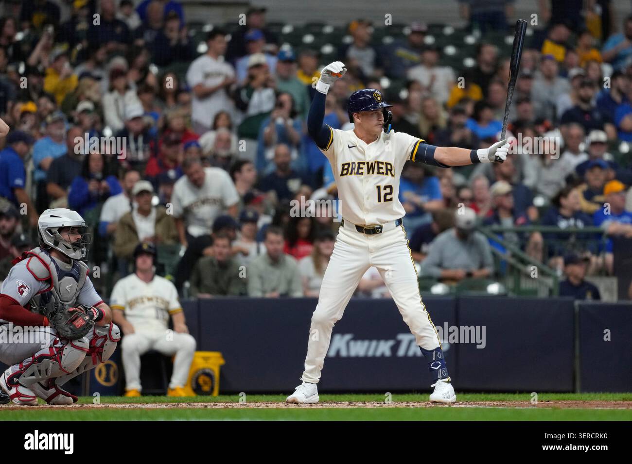 Milwaukee Brewers' Cooper Pratt bats during a baseball game against the ...