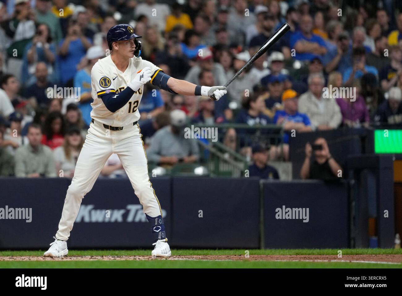 Milwaukee Brewers' Cooper Pratt bats during a baseball game against the ...