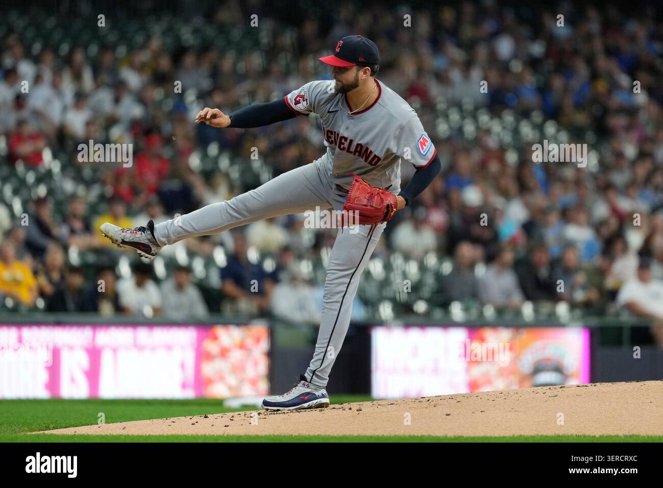 Cleveland Guardians' Slade Cecconi pitches during a baseball game ...