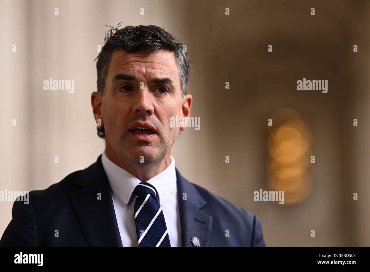 Victorian Shadow Minister for Police and Corrections Brad Battin speaks ...