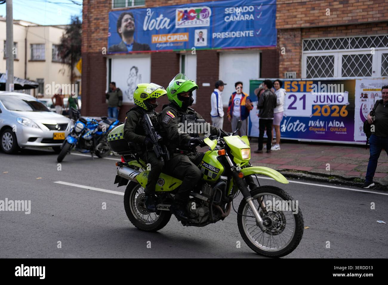 Police patrol past the headquarters of presidential candidate Ivan ...