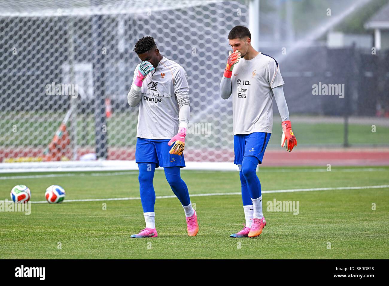 France's Brice SAMBA and France's Robin RISSER during the training ...