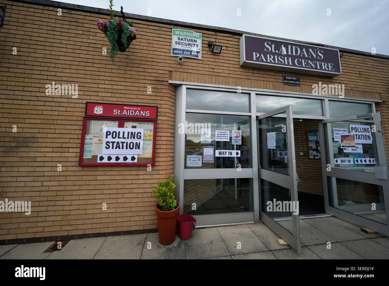 A polling station at St Aidan's Parish Centre in Wigan, as voting ...
