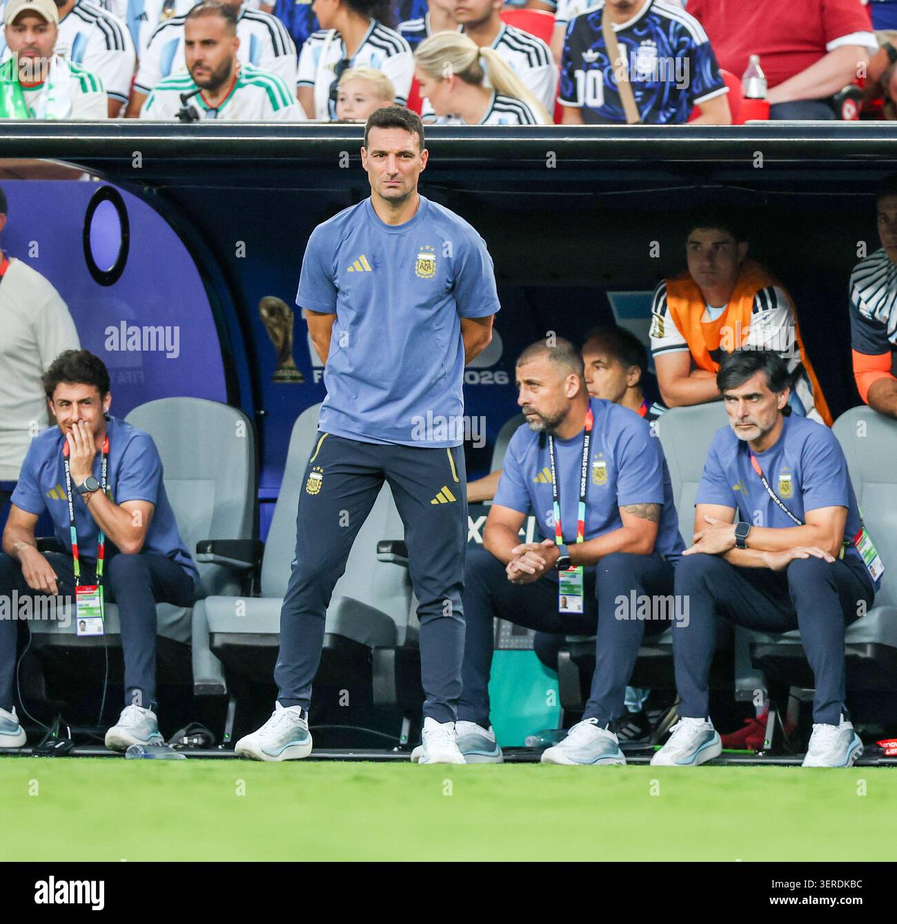 JUNE 16, 2026: Argentina head coach, Lionel Scaloni watches his team on ...