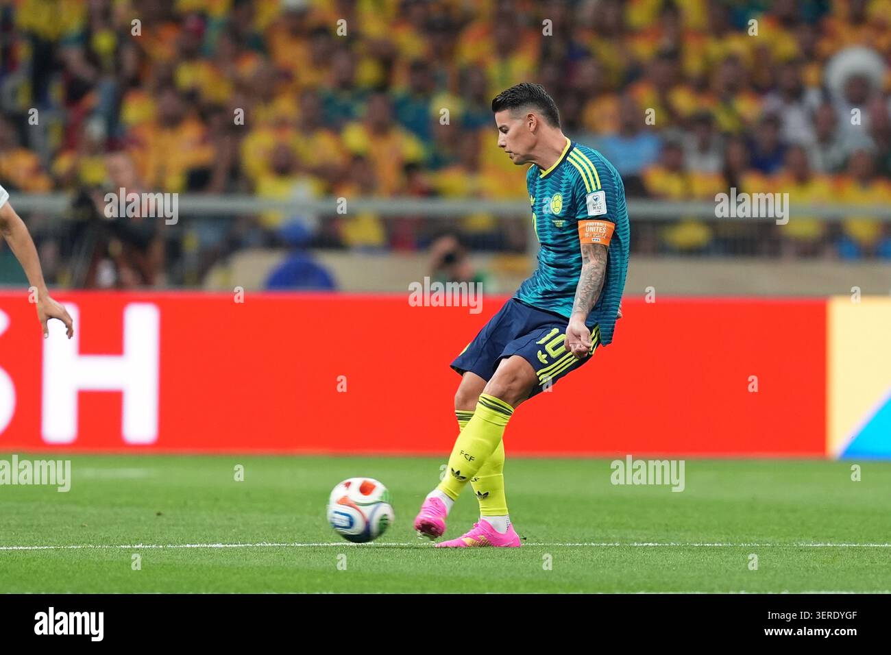 James Rodriguez #10 of Colombia passes the ball during the FIFA World ...