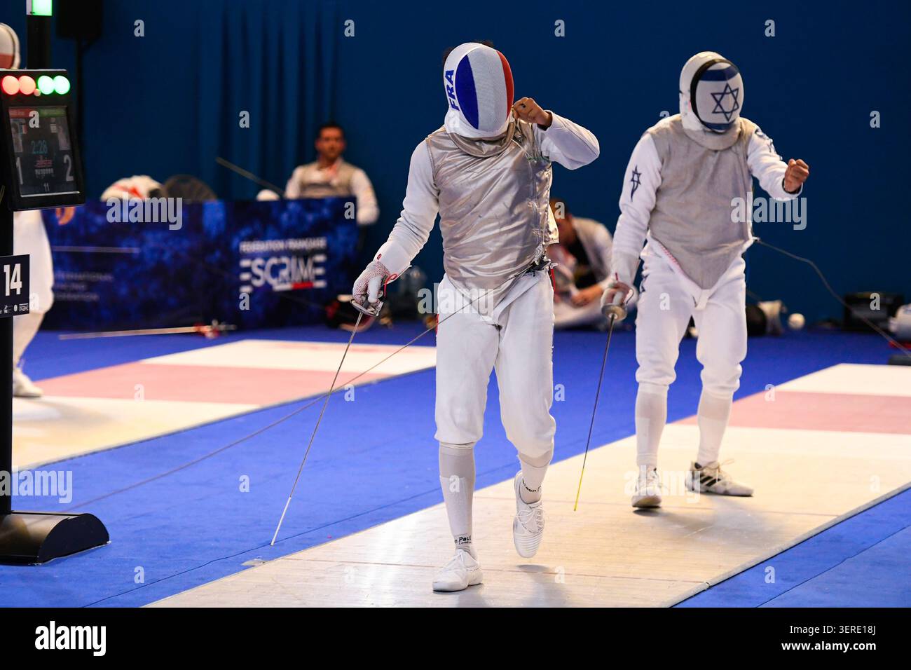 Anas ANANE of France celebrates during 2026 European Fencing ...