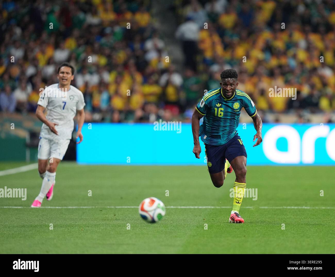 Jefferson Lerma #16 of Colombia runs whit the ball during the FIFA ...