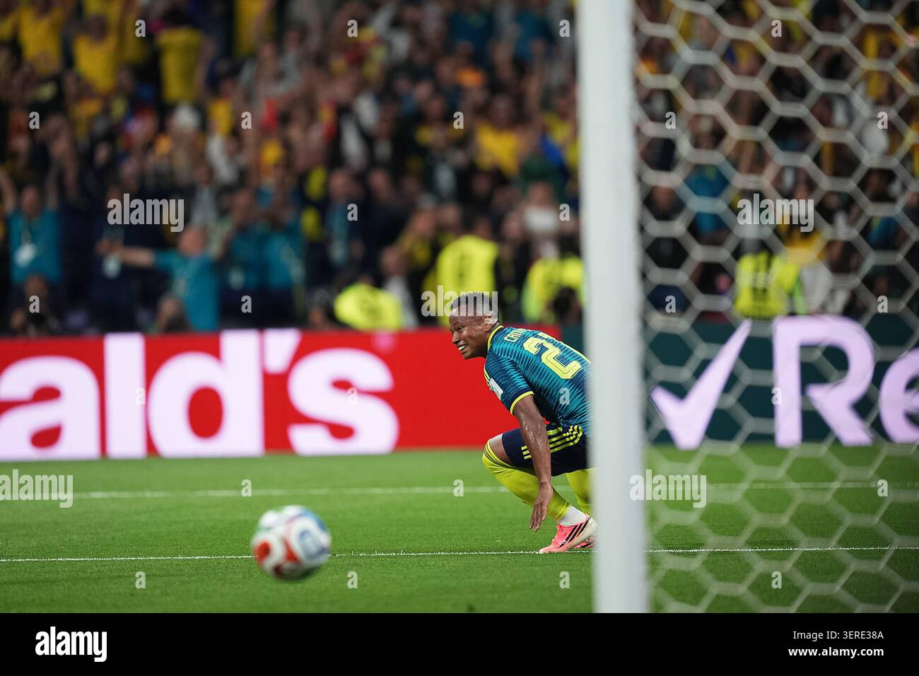 Jáminton Campaz #21 of Colombia celebrating after scoring a goal during ...