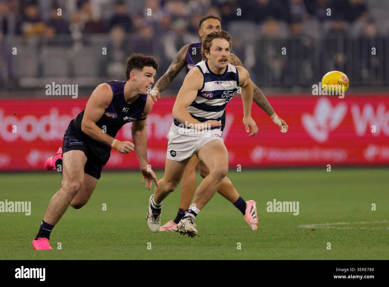 Andrew Brayshaw of the Dockers handballs during the AFL Round 15 match ...
