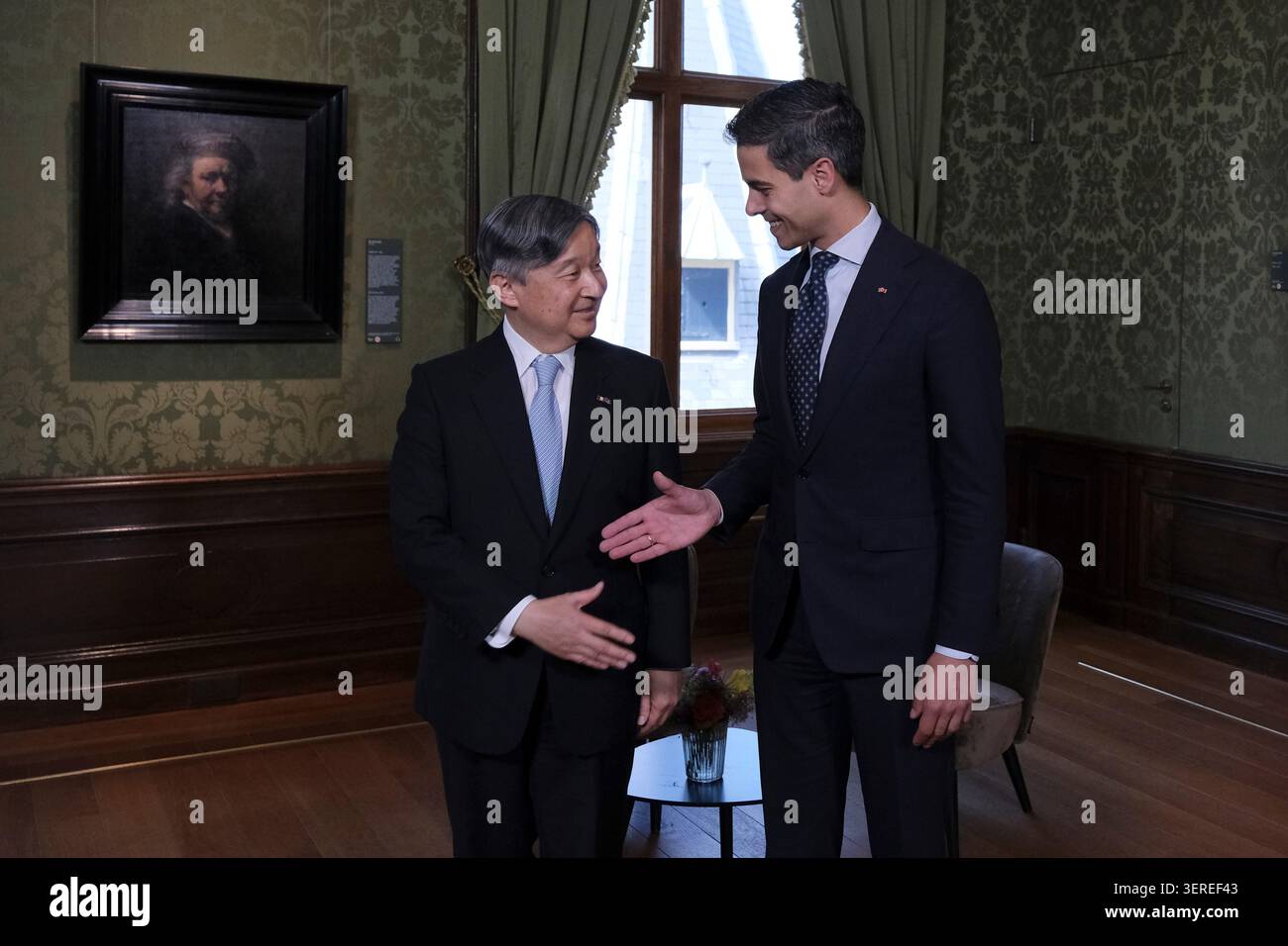 Japan's Emperor Naruhito is received by Prime Minister Rob Jetten at ...