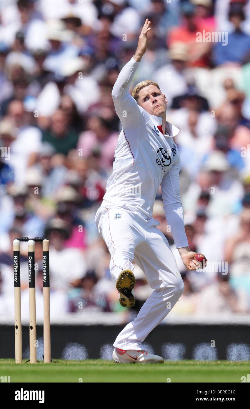 England's Jacob Bethell bowling on day two of the Second Rothesay Test ...