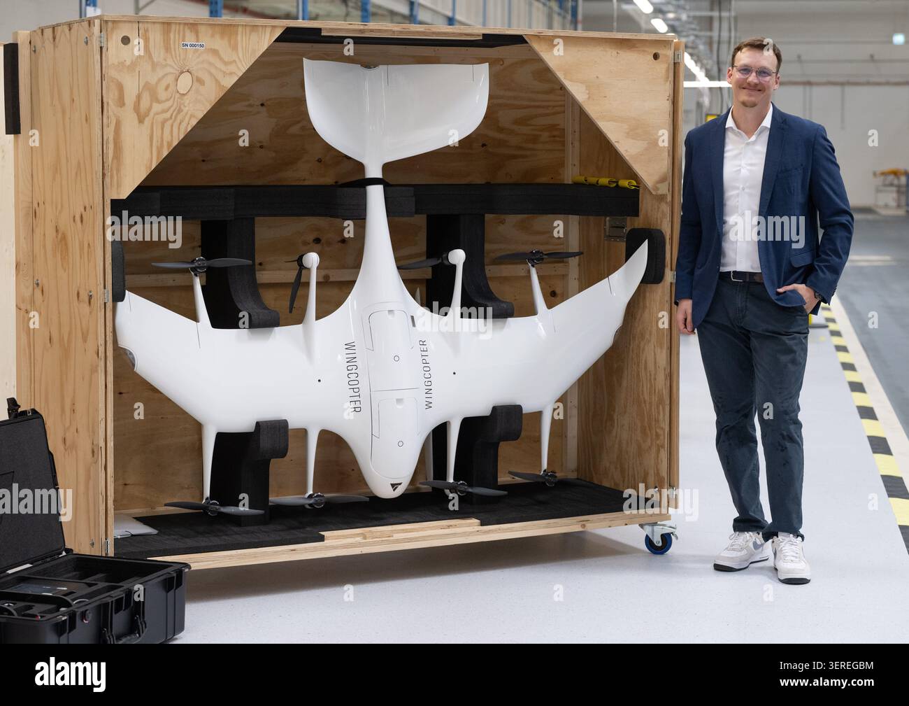 Weiterstadt, Germany. 18th June, 2026. Tom Plümmer, CEO of Wingcopter ...