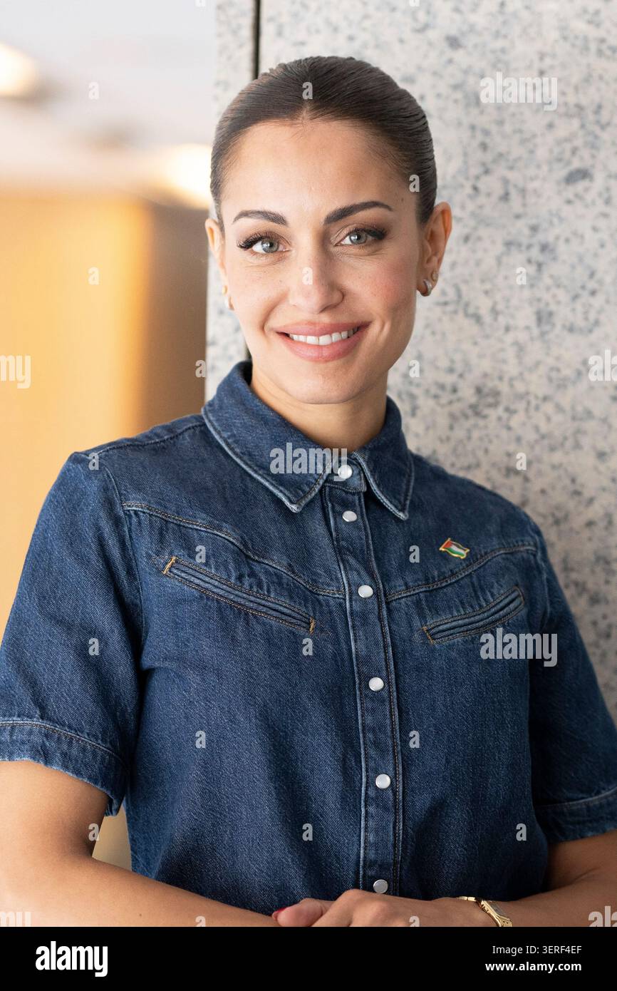Actress Hiba Abouk poses during the presentation of the play Cucaracha ...