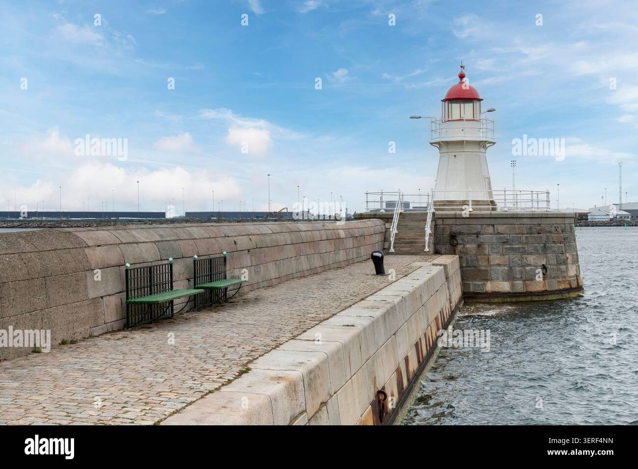 The Outer Lighthouse (Malmö Yttre Fyr) in the harbor of Malmö, Sweden ...