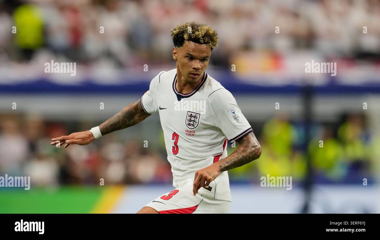 England's Nico O'Reilly (3) eyes the ball during the World Cup Group L ...