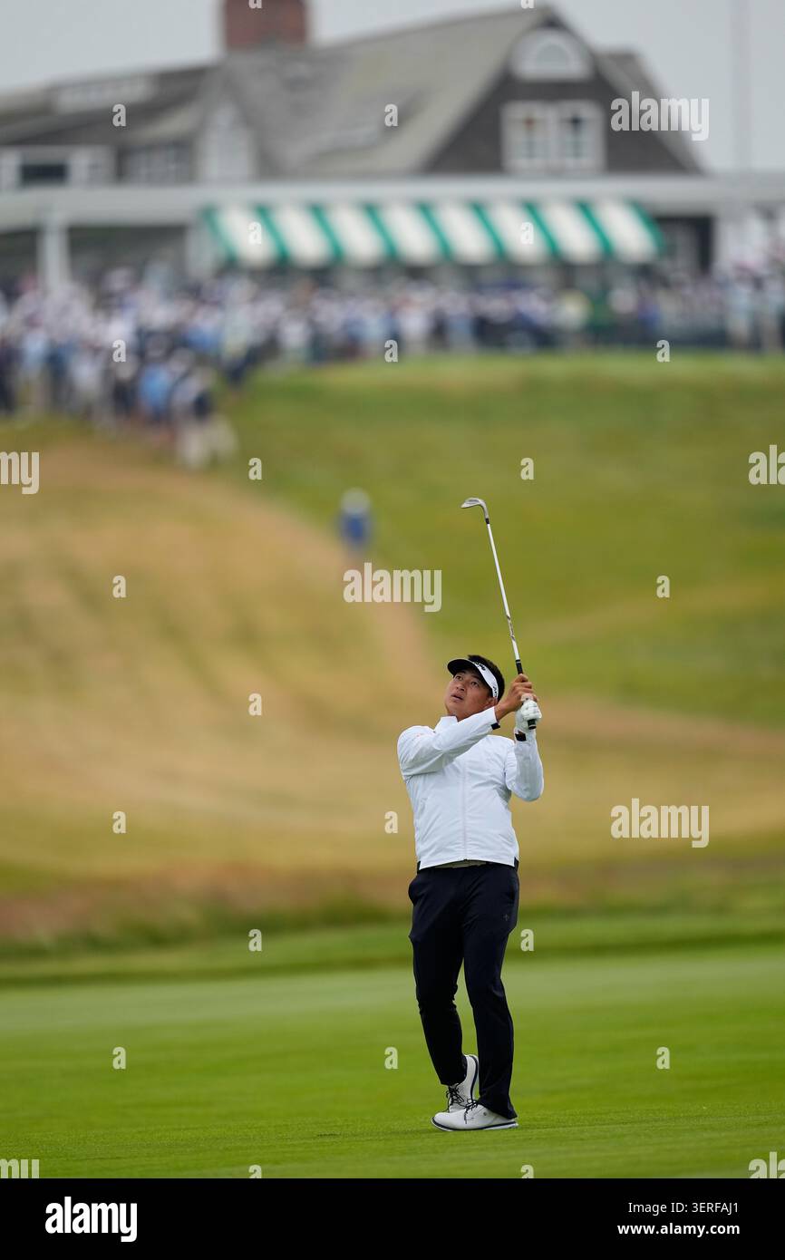 Carl Yuan hits from the fairway on the first hole during the first ...