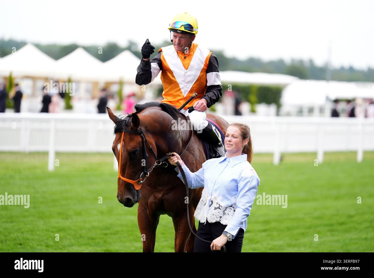 Seamie Heffernan aboard Nola Soul after winning the Chesham Stakes on ...
